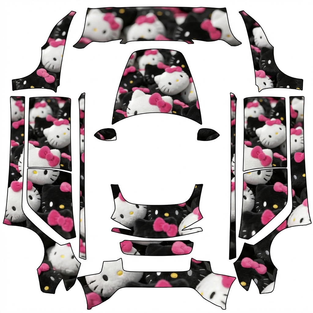 AI Design - hello kitty 满印 - Model 3 焕新版皮肤设计 | Tesla Wrap 自定义贴膜设计