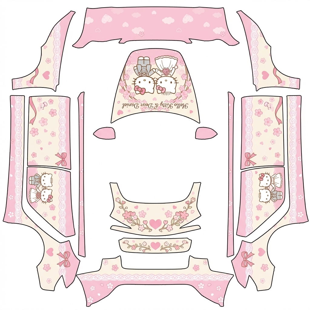 AI Design - 生成一张hello kitty和丹尼尔浪漫风格的皮肤 - Model 3 焕新版皮肤设计 | Tesla Wrap 自 ...